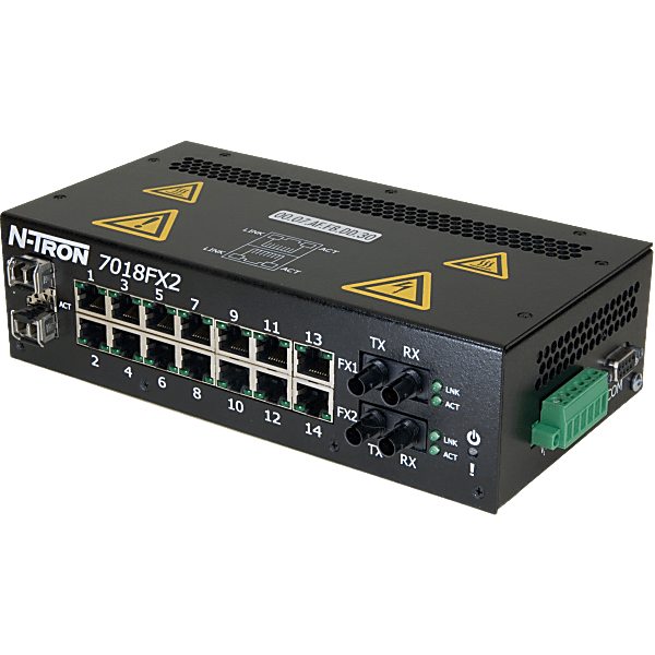 N-Tron® 7018FXE2-ST-40-HV Managed 18-port Industrial Ethernet Switch