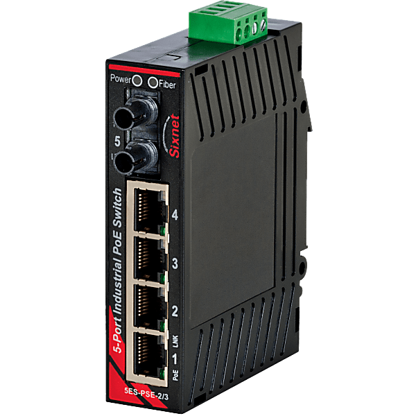 Sixnet® EB-5ES Unmanaged 5-port PoE Industrial Switch, ST 4km