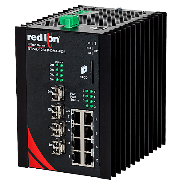 N-Tron® NT24K-12SFP-DM4-POE Managed 12-Port Gigabit Industrial Ethernet ...