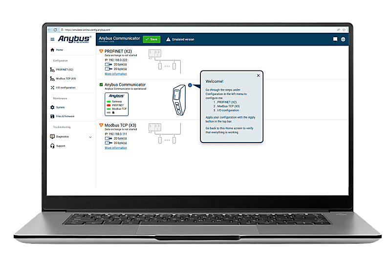 Anybus Communicator – PROFINET IO Device to Modbus-TCP server